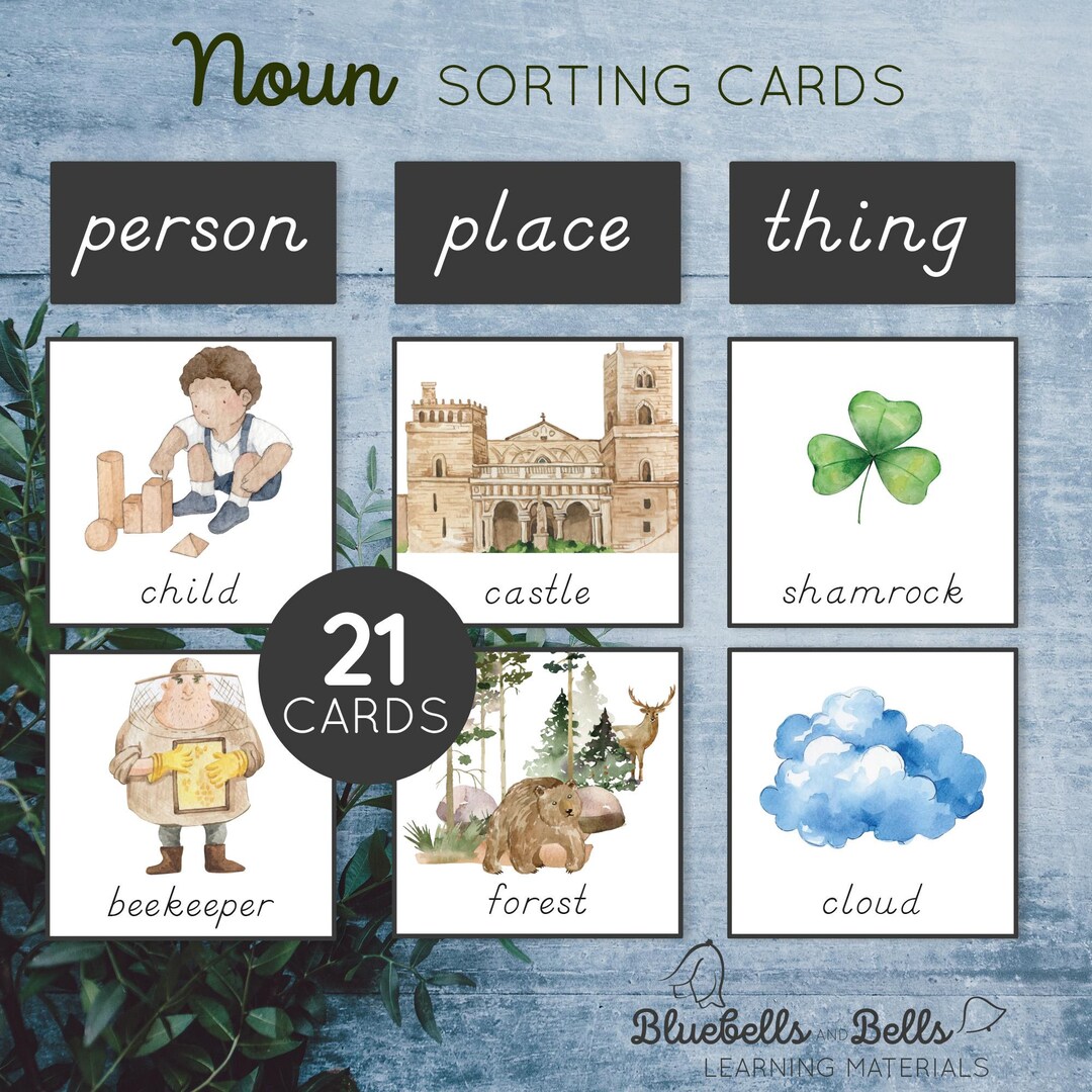 Noun Sorting Person, Place or Thing. Montessori Parts of Speech ...