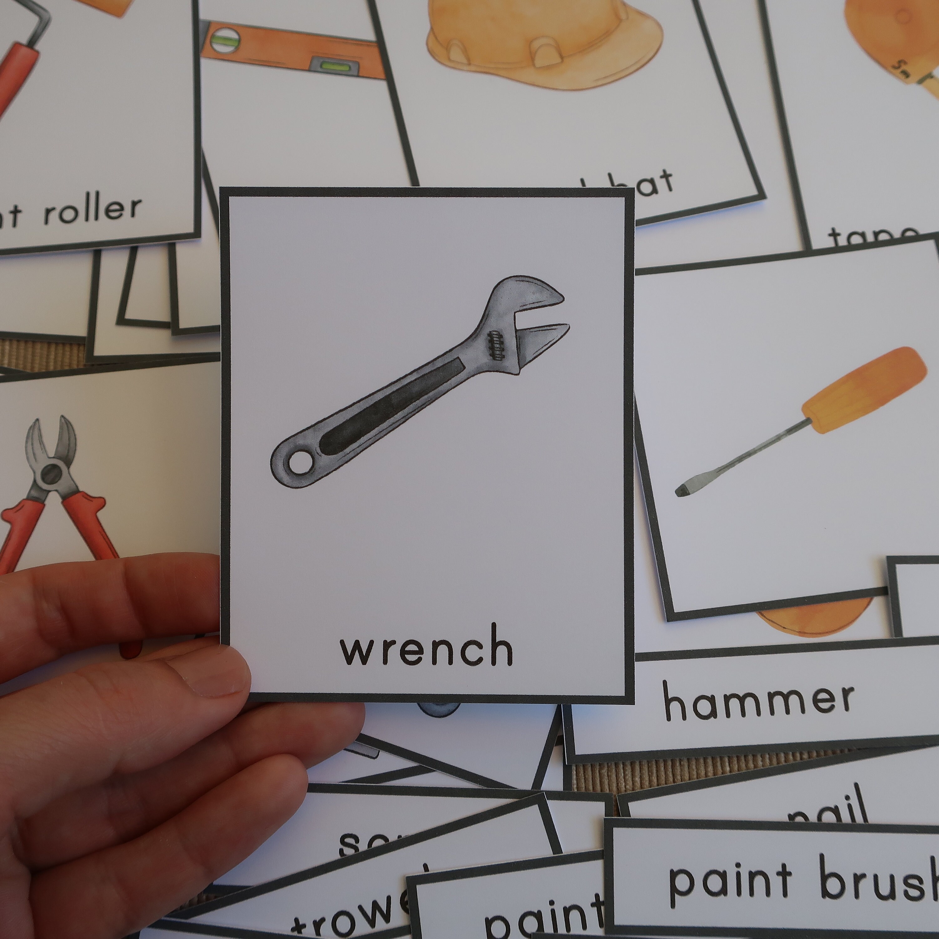 Tools Montessori Printable Three Part Cards. Preschool and Kindergarten ...