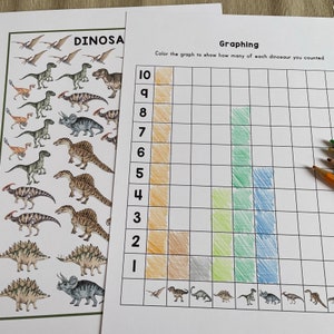Dinosaur Preschool Graphing Activity. Math Printable for Kindergarten ...