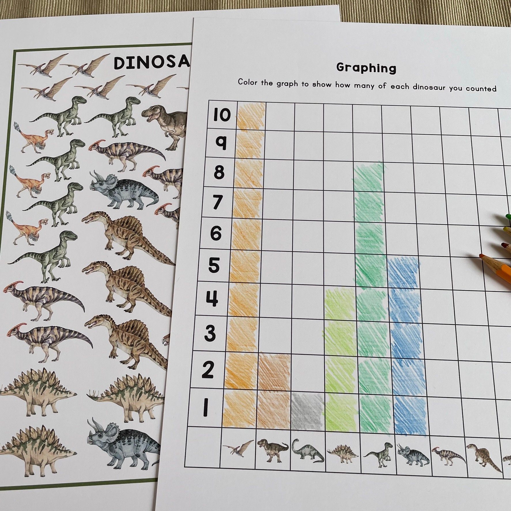 Dinosaur Preschool Graphing Activity. Math Printable for - Etsy
