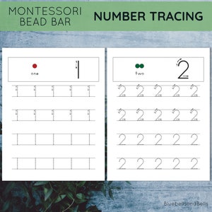 Montessori Bead Stair Number Tracing Worksheets. Kindergarten ...