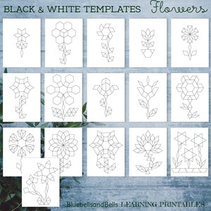 Flowers Pattern Blocks Templates. Spring Preschool and Kindergarten ...