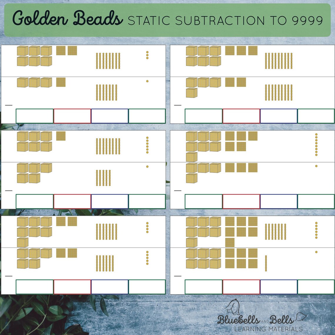 Montessori Golden Beads Static Subtraction to 9999. Extension Math ...