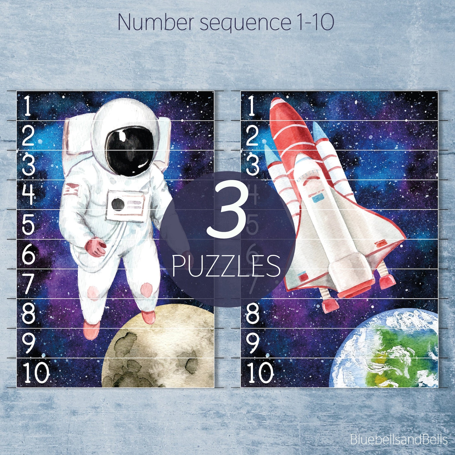 Outer Space Number Sequence 1-10 Printable Activity. Planets - Etsy