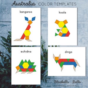 Australia Animals Pattern Blocks Templates. Preschool and Kindergarten ...