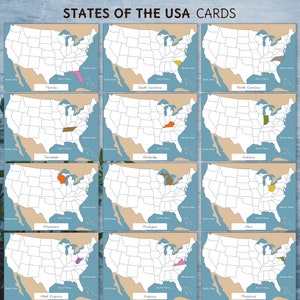 United States Montessori Maps and Cards. - Etsy