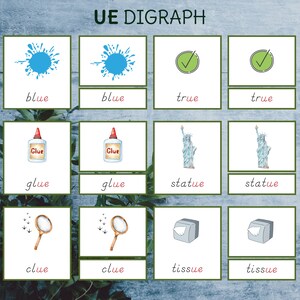 Montessori Printable Digraph 3-part Cards. Green Series Activity. - Etsy