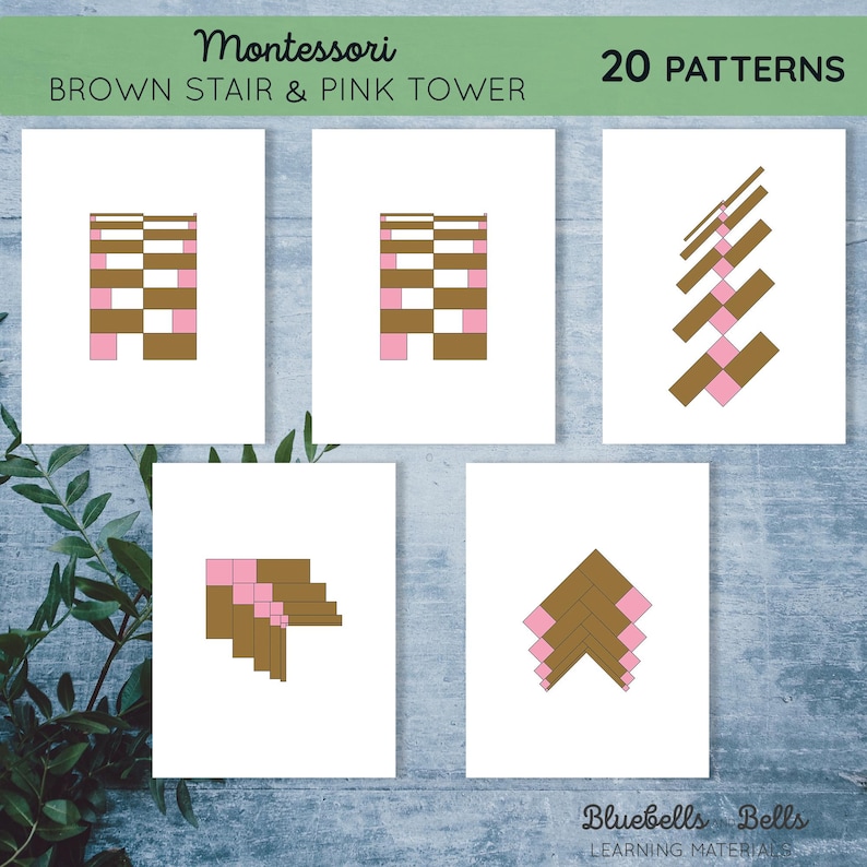 Montessori Pink Tower Brown Stair Pattern Cards Printable. Sensorial ...
