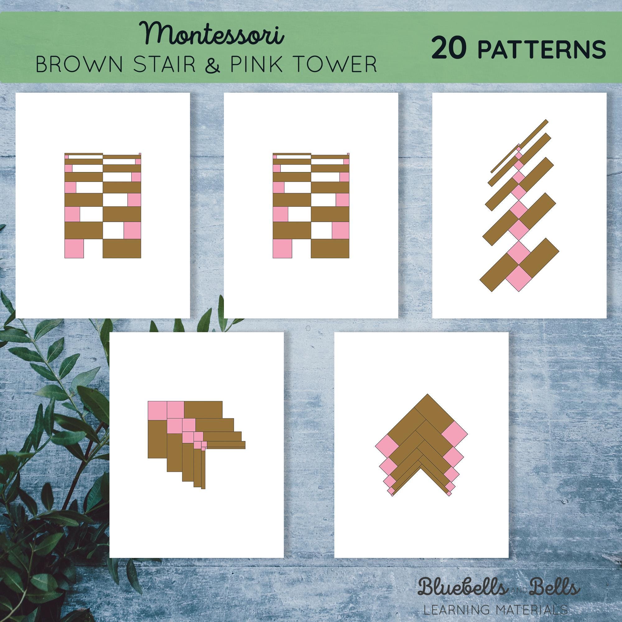 Montessori Pink Tower Brown Stair Pattern Cards Printable. Sensorial ...