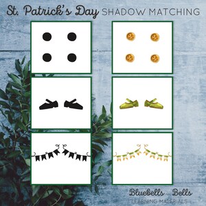 St. Patrick's Day Preschool Printable Shadow Matching Cards. Montessori ...