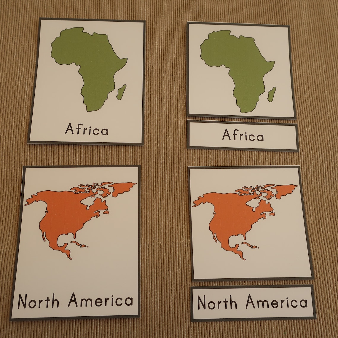 Continents Montessori Printable 3 Part Cards. | Etsy