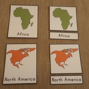 Continents Montessori Printable 3 Part Cards. - Etsy