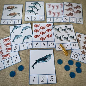 Ocean Animal Count and Clip Cards 1-10. Montessori Printable. - Etsy