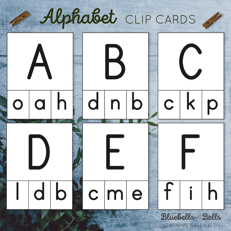 ABC Clip Cards. Letter Recognition. Letter Case Matching. Homeschool ...