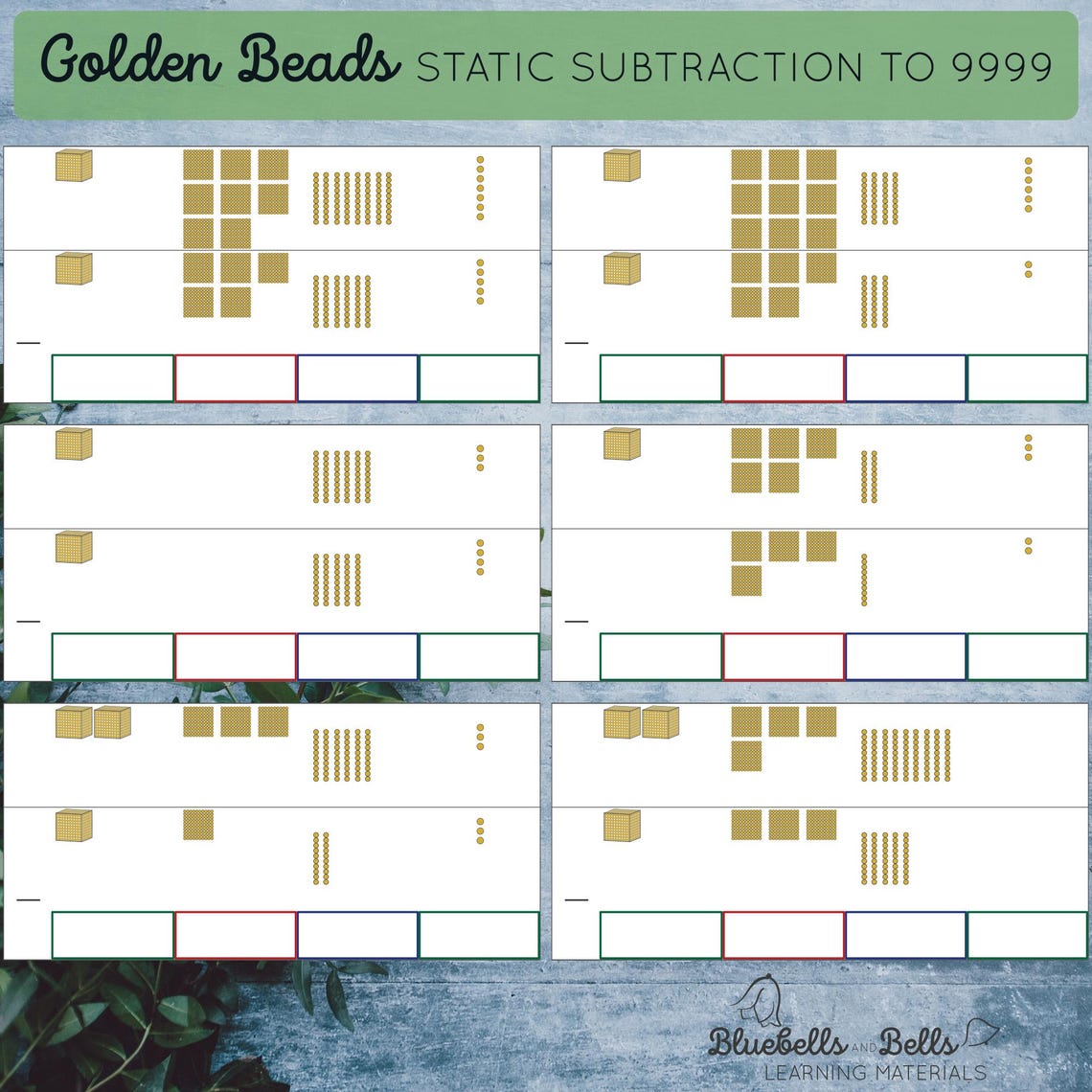 Montessori Golden Beads Static Subtraction to 9999. Extension Math ...