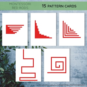 Montessori Red Rods Pattern Cards. Sensorial Extension Printable ...