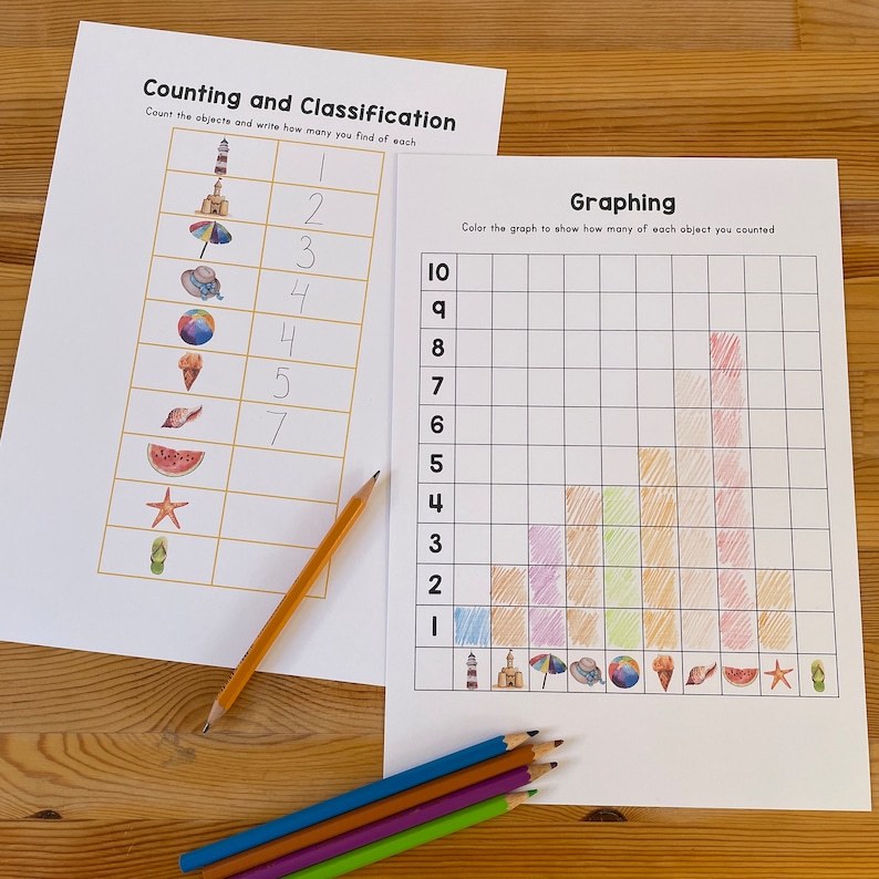 Summer Preschool Printable Graphing Worksheets. Montessori Math ...