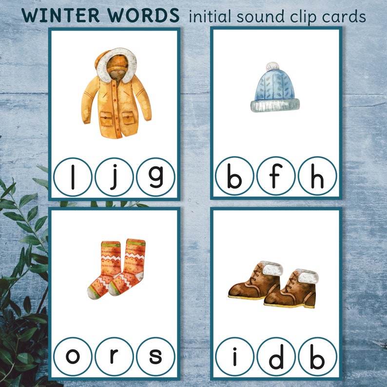 Winter Montessori Printable Phonics Clip Cards. Beginning - Etsy