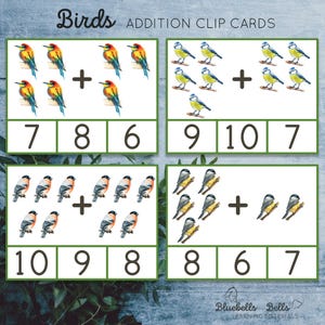 Birds Count and Clip Cards Addition 1-10. Montessori Spring Printable ...