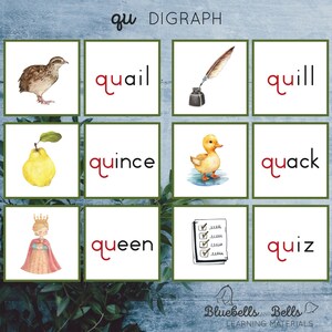 Digraph Cards Matching Activity. Montessori Phonics Green Series ...