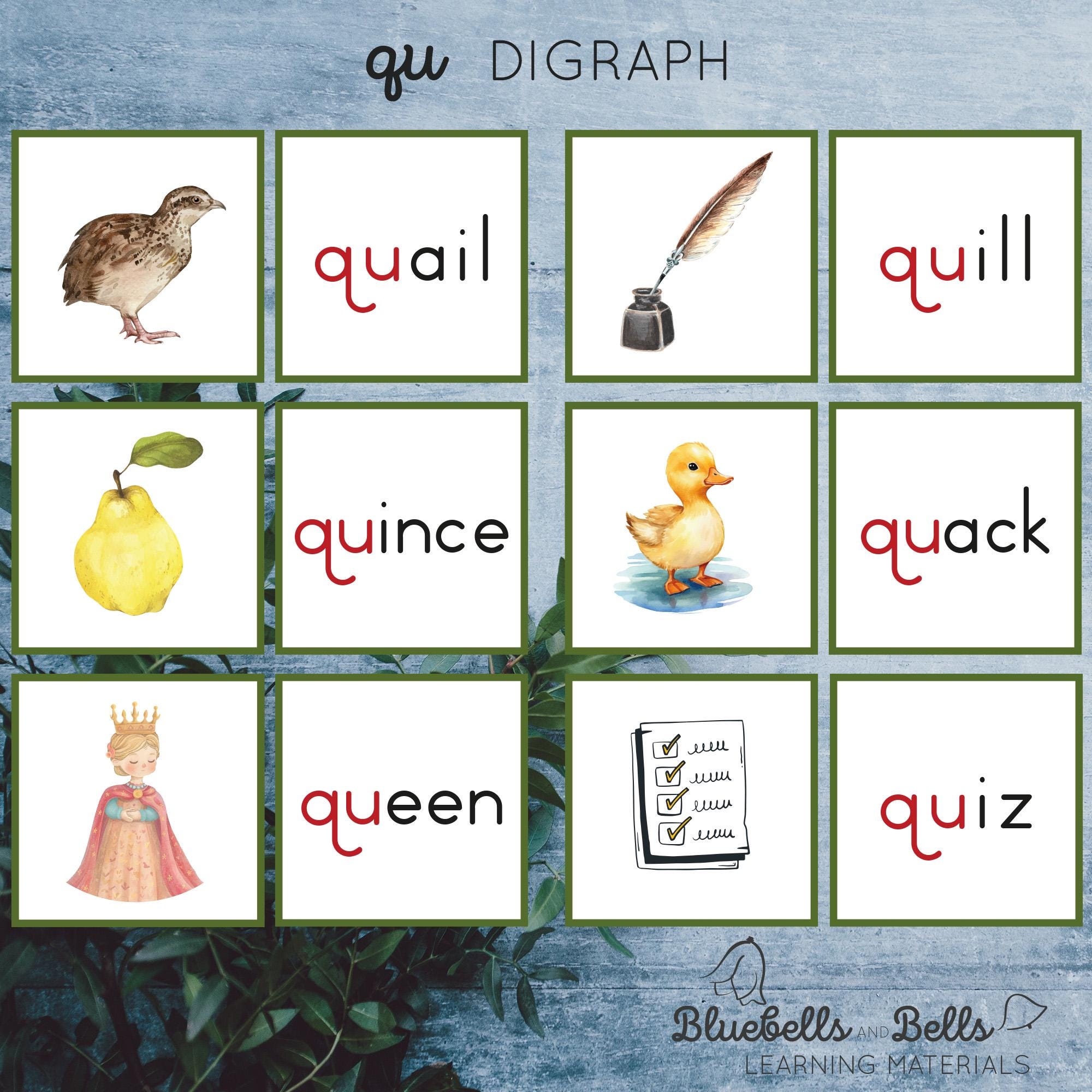 Digraph Cards Matching Activity. Montessori Phonics Green Series ...