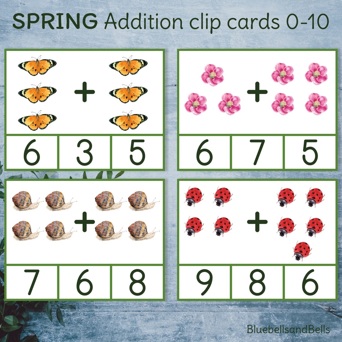 Montessori Spring Printable Addition Clip Cards. Preschool and | Etsy