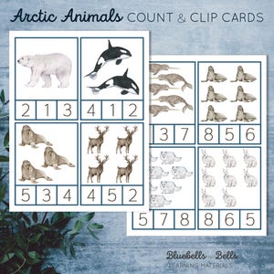 Arctic Animals Count and Clip Cards 1-10. Winter Preschool Math ...