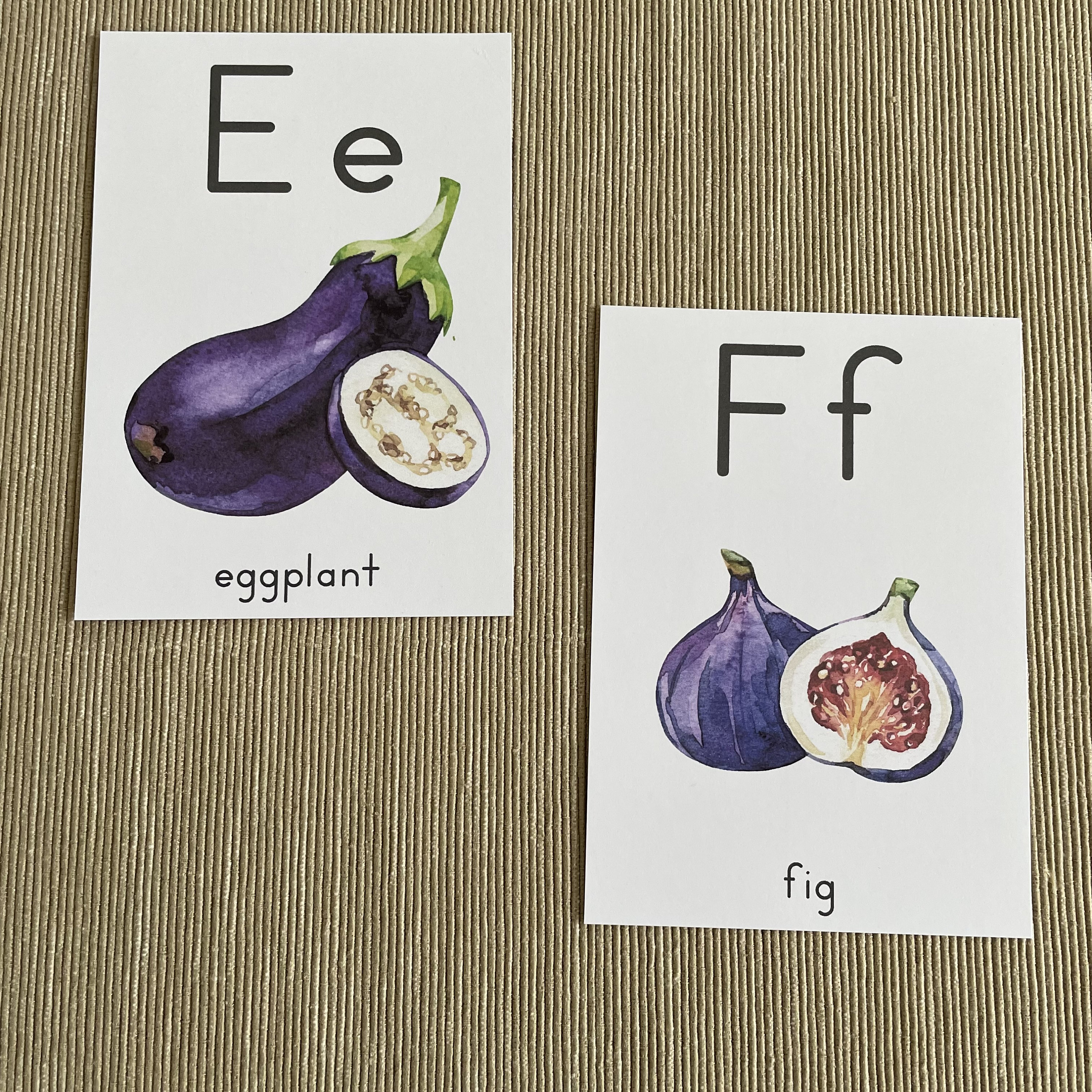 Alphabet Cards Fruits and Vegetables. Phonics Toddler and Preschool ...