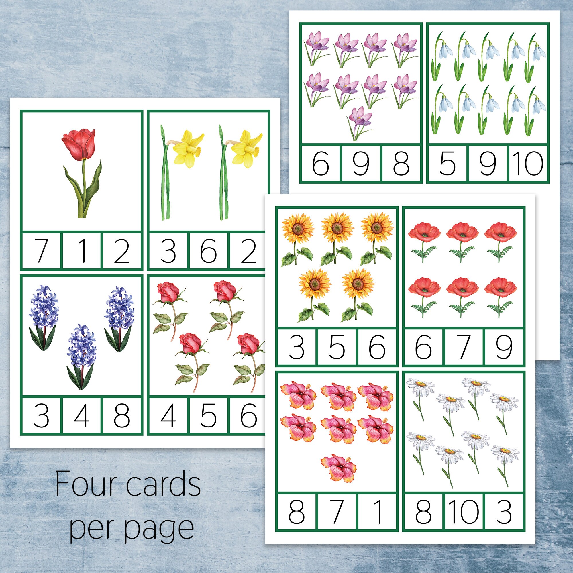 Flower Preschool Printable Count and Clip Cards 1-10. - Etsy