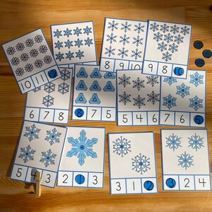 Snowflake Printable Count and Clip Cards. Winter Preschool Math ...