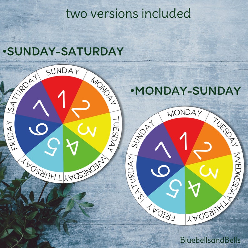 Days of the week printable DIY wheel | Etsy
