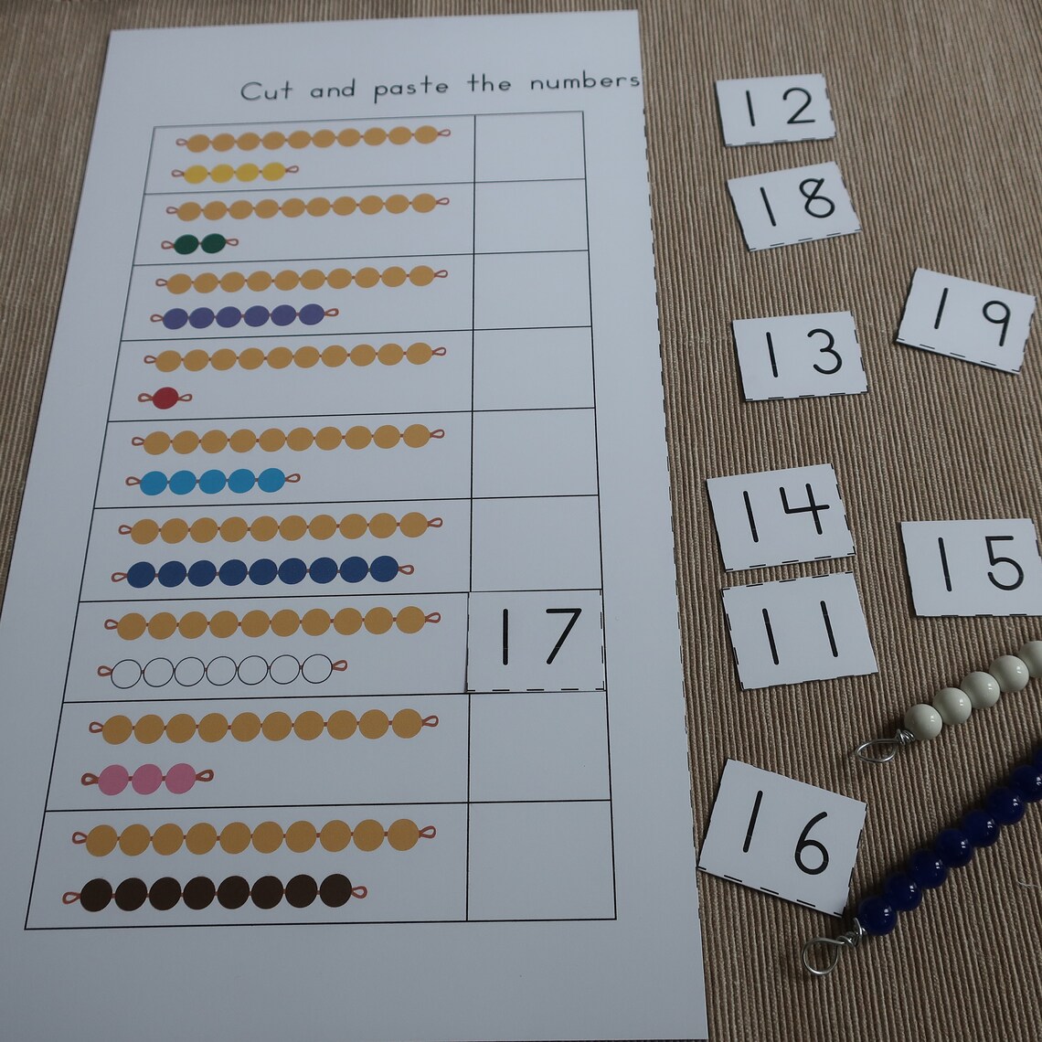 Montessori Teen Beads Printable Cards and Worksheets. - Etsy