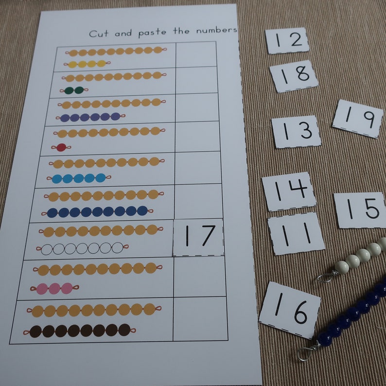 Montessori Teen Beads Printable Cards and Worksheets. - Etsy
