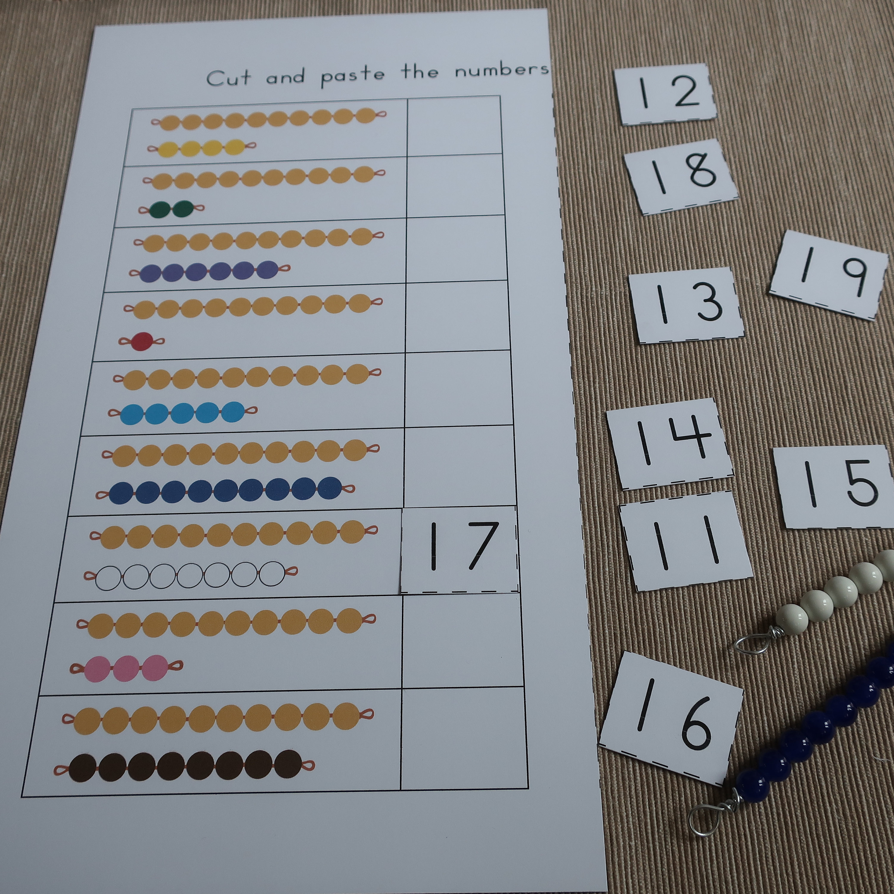 Montessori teen beads printable cards and worksheets. | Etsy