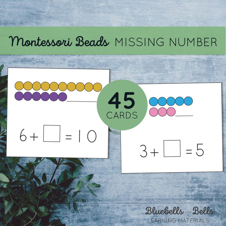 Montessori Beads Addition Printable. Kindergarten Number Bonds Activity ...