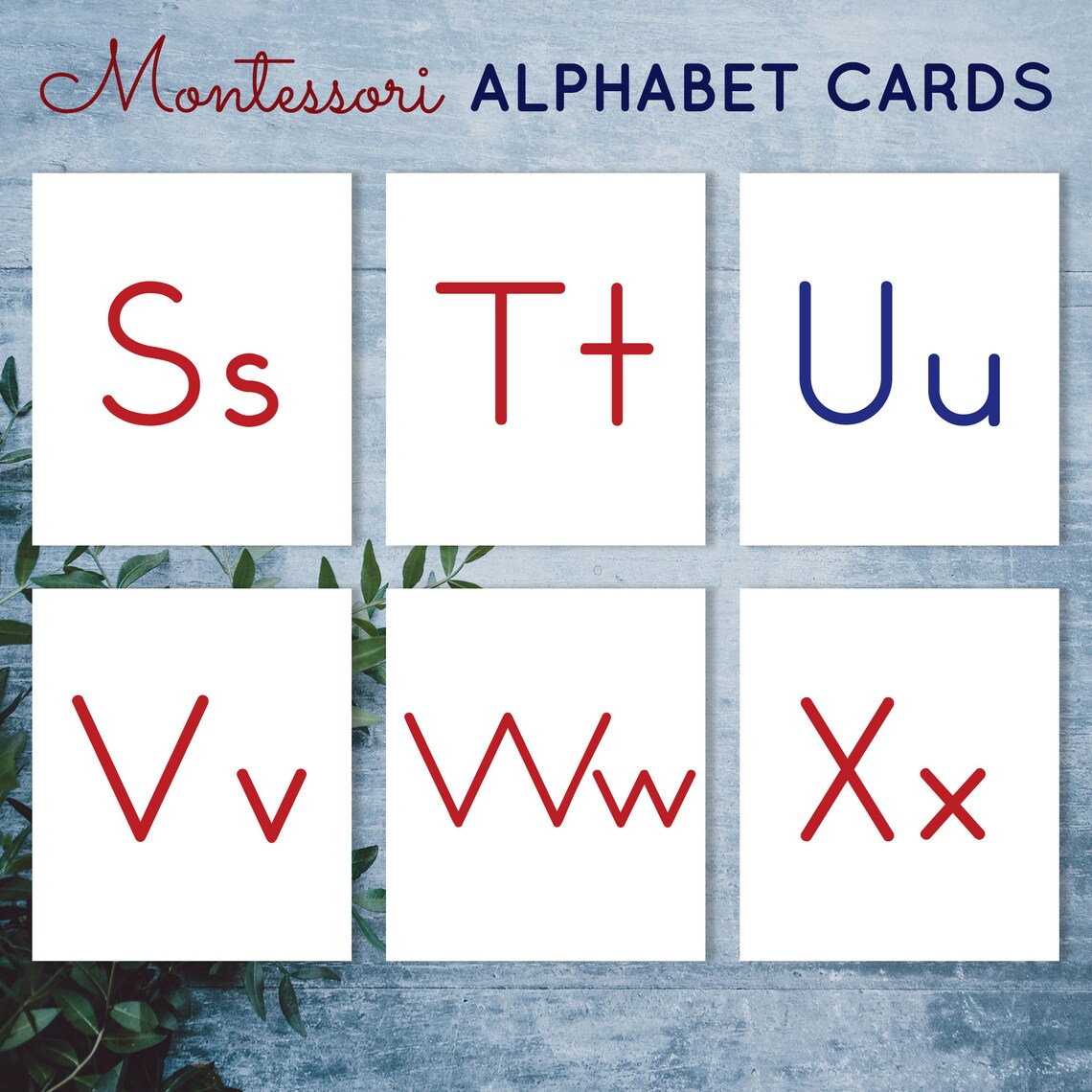 Montessori Alphabet Cards Printable. Letter Flash Cards | Etsy