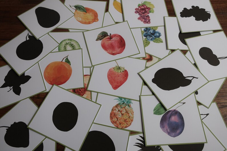 Fruit Shadow Matching Cards. Montessori Preschool Printable. | Etsy