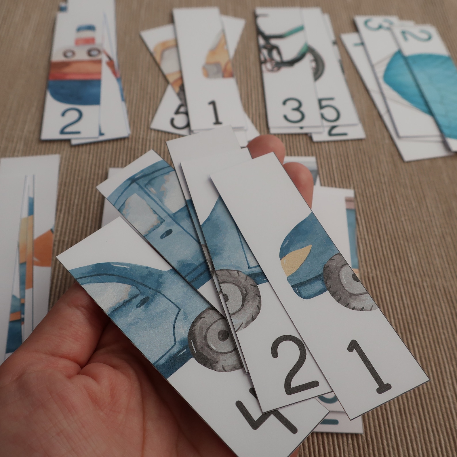 Toddler Puzzle Transport Number Sequnece 1-5. Printable Vehicle ...