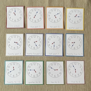 Telling Time Cards Second Level Words. Montessori Printable Clock ...