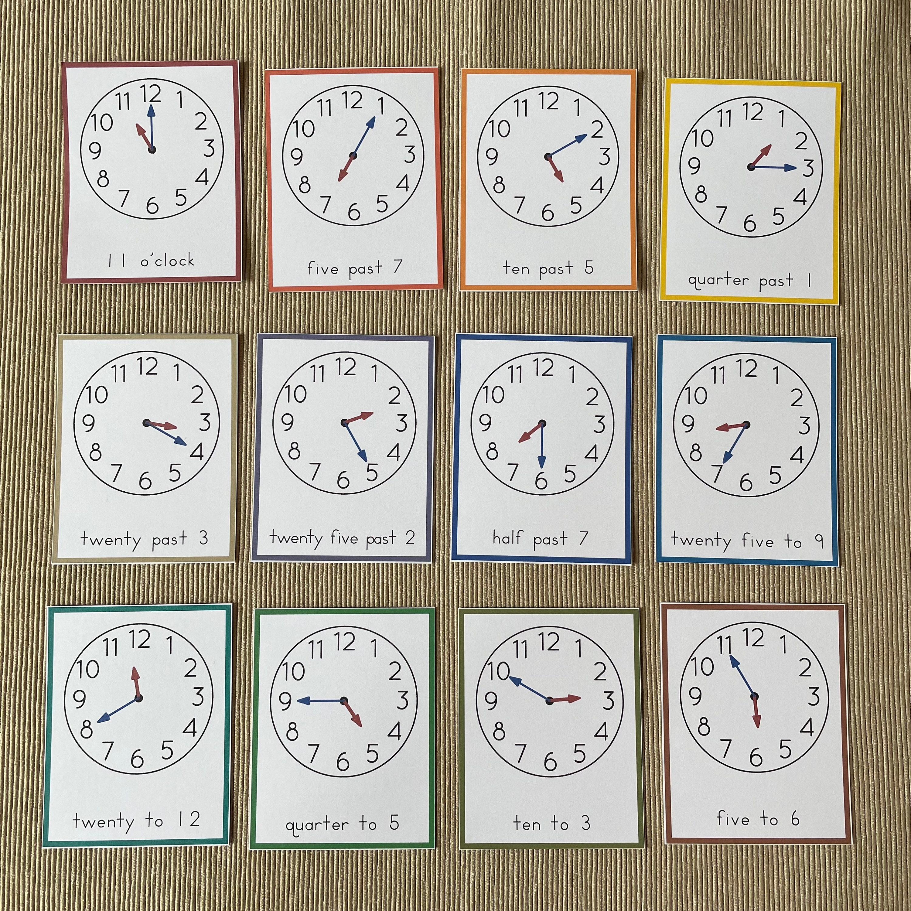 Telling Time Cards Second Level Words. Montessori Printable Clock ...