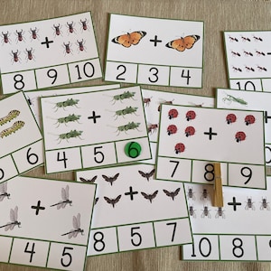 Montessori Spring Printable Insect Count and Clip Cards Addition 1-10 ...