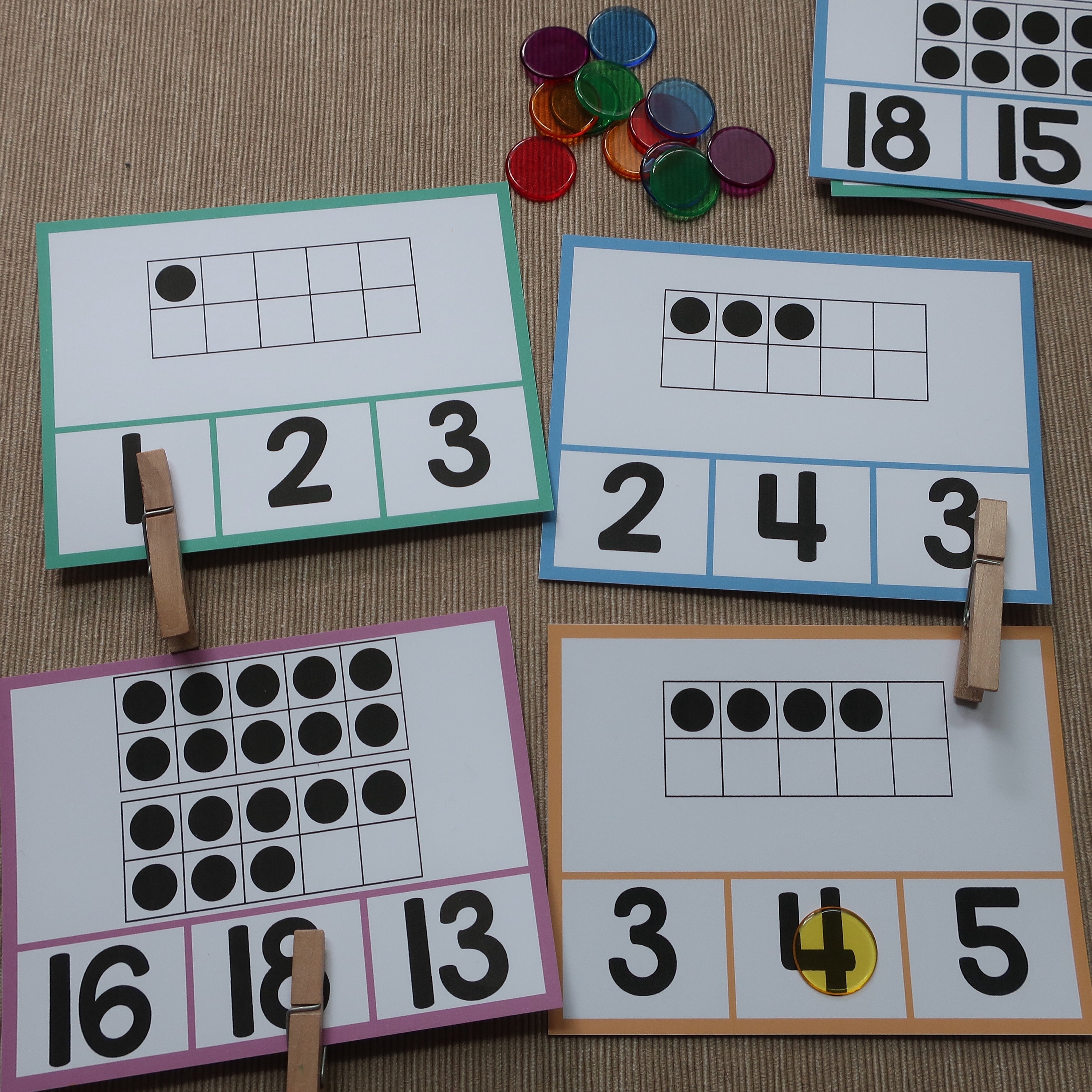 Ten Frames Flash Cards Playdough Mats Count and Clip Cards. - Etsy