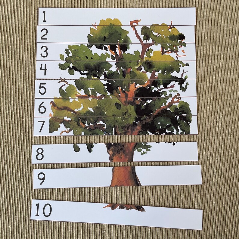 Trees Preschool Printable Puzzle Number Sequence 1-10. Kindergarten ...