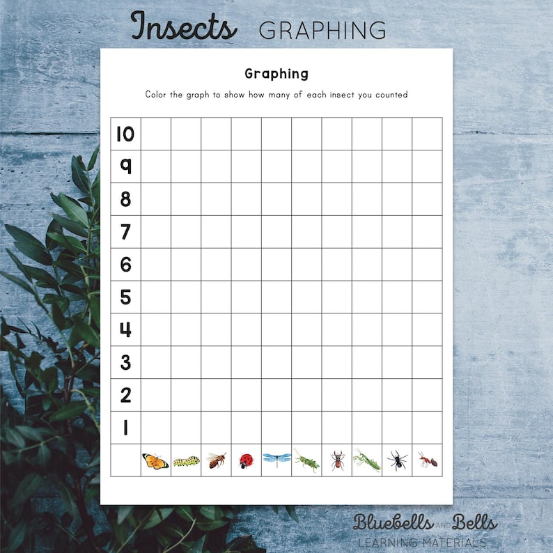 Insects Preschool Printable Graphing. Kindergarten Math Activity. - Etsy