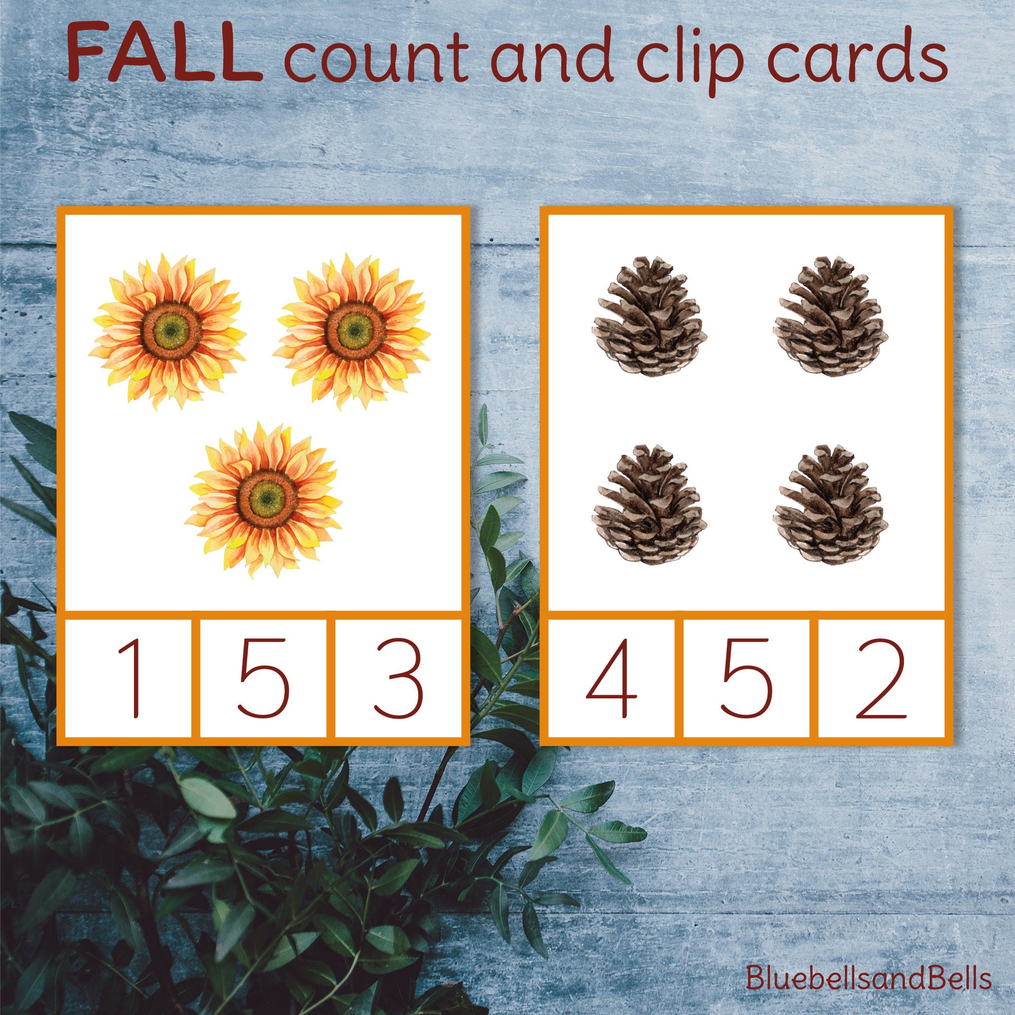 Autumn Preschool Printable Count and Clip Cards 1-10. | Etsy