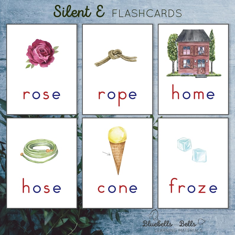 Montessori Silent E Flashcards. Learning to Read Printable. - Etsy