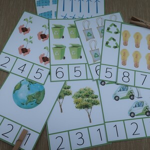 Earth Day Printable Count and Clip Cards 1-10. Spring Math Activity for ...