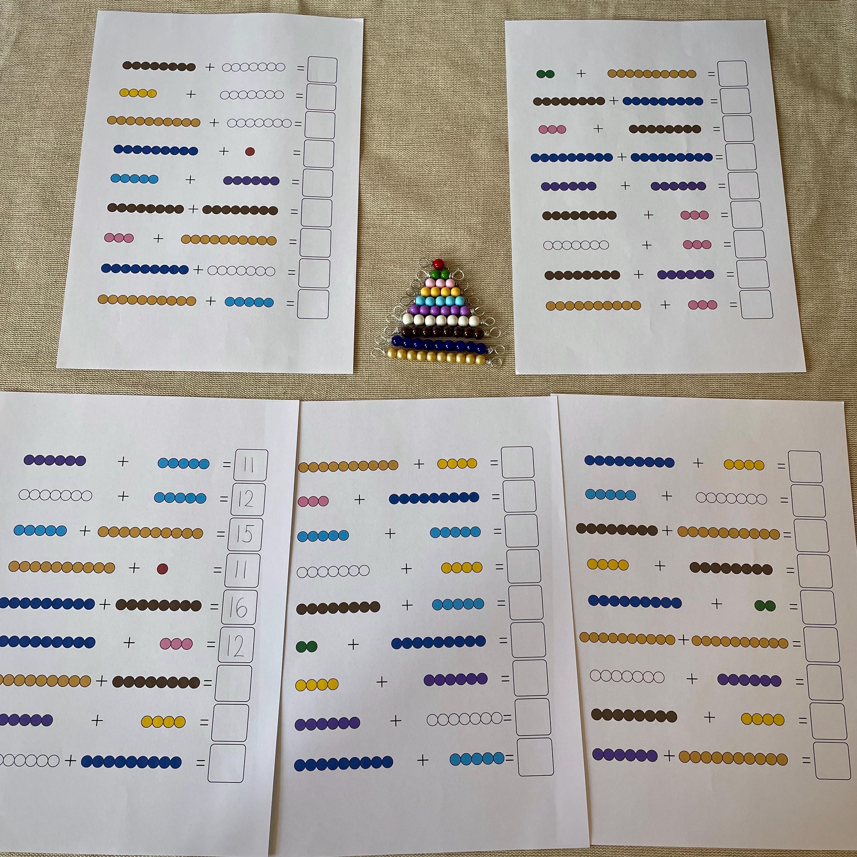 Montessori Bead Bar Addition to 20 Worksheets. Addition With Carrying ...