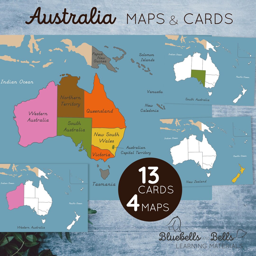 Australia and Oceania Montessori Maps and Cards. - Etsy