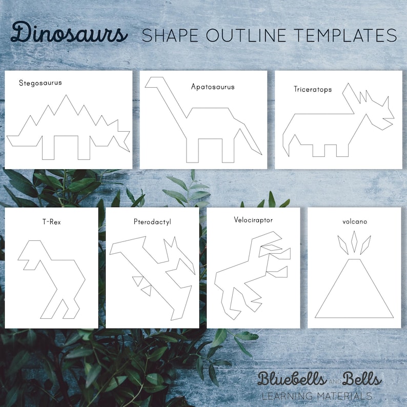 Dinosaur Pattern Blocks Printable Templates. Preschool and Kindergarten ...